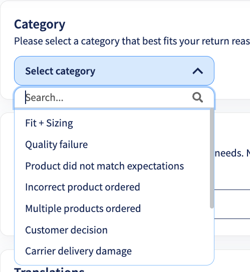 Create custom return reasons – Sendcloud Help Center